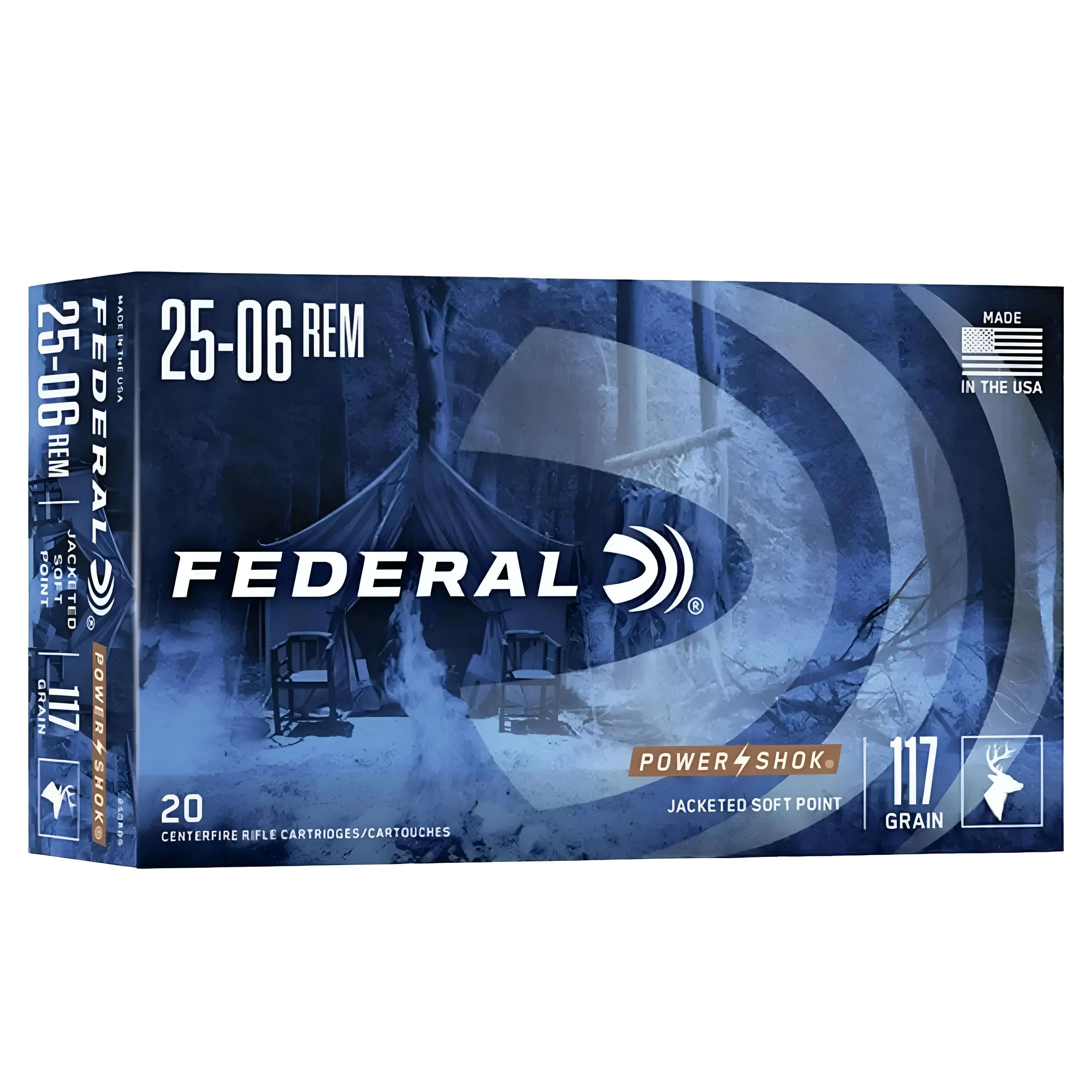 Federal Power-Shok .25-06Rem 117Gr Jacketed Soft Point 3030fps Ammo ...