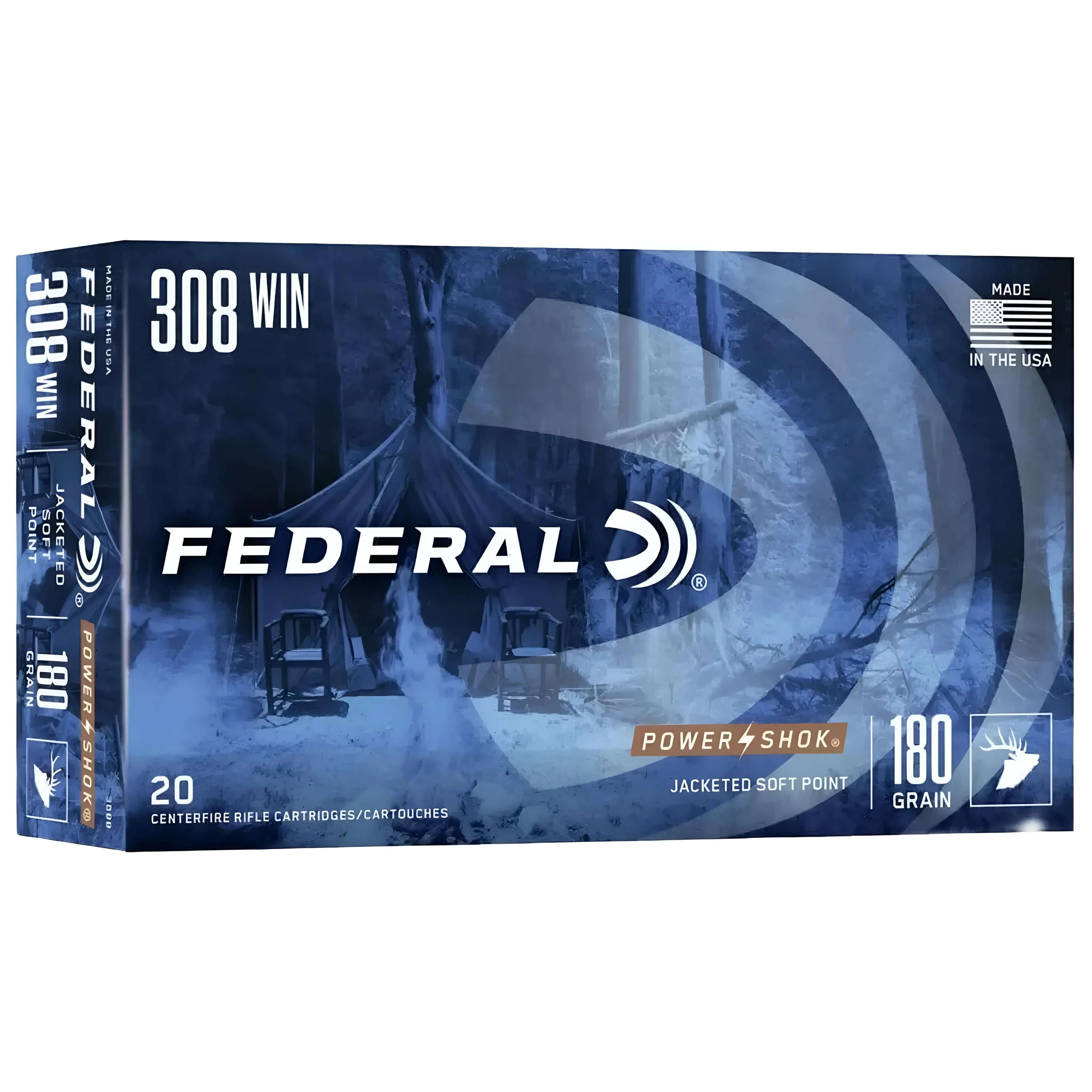 Federal Power-Shok 308Win 180Gr Jacketed Soft Point 2570fps Ammo – Holt ...